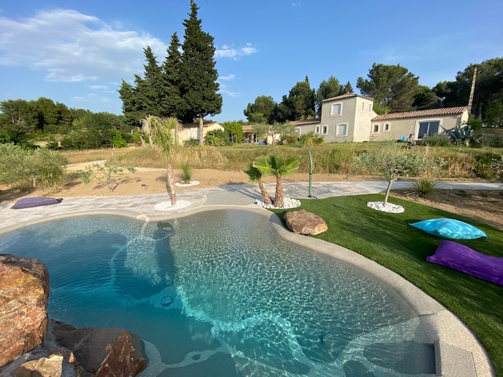 Villa "L' Abricotier"avec Piscine Lagon à Partager - Montagnac