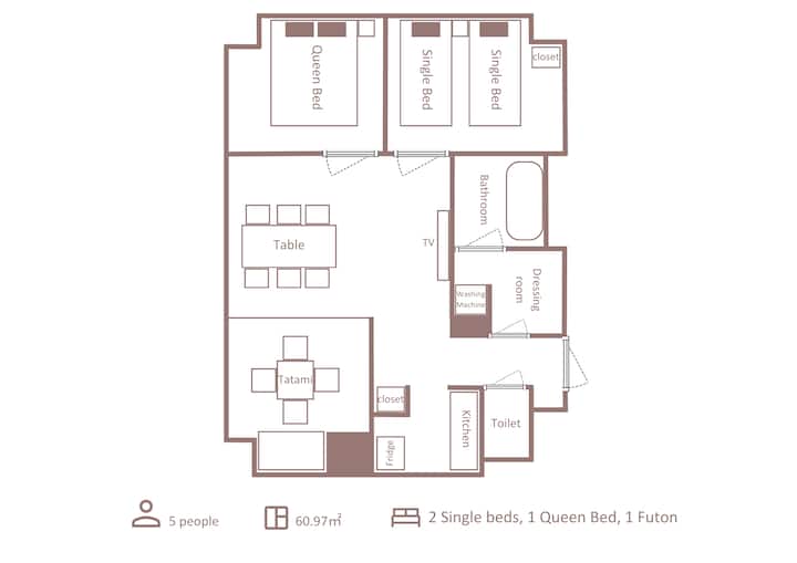 Aparthotel With Kitchen | 60.97m² | Up To 5 People - Kyoto