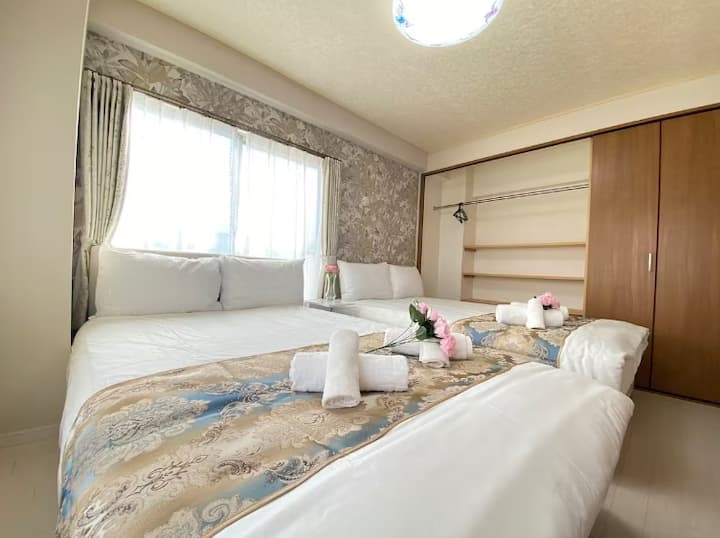 K301-t/ 新宿中心地｜新宿歌舞伎町徒步圈｜舒适客房2張1.5米大床｜距大久保車站3分钟 - Shinjuku City