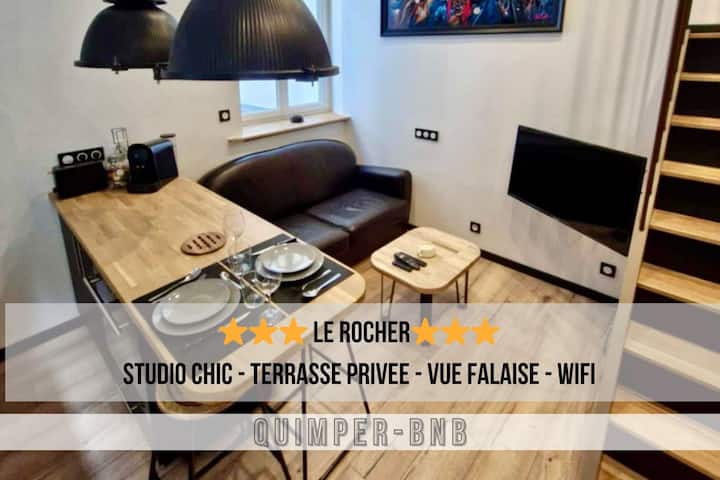 Studio Chic Avec Terrasse Privée Et Vue Falaise - Quimper