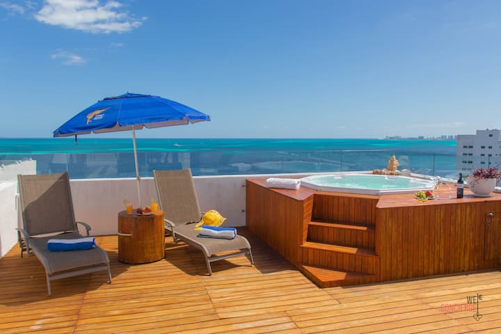 Sea-facing, Private Jacuzzi, And Beach Access. - Cancún