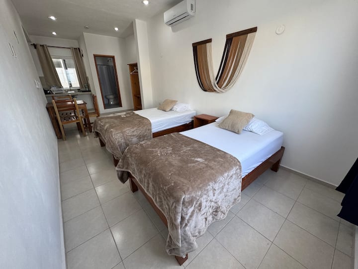 Estudio Equipado Con 2 Camas A 5 Min De La Playa - Isla Mujeres