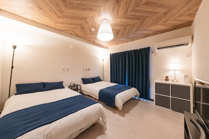 Nw5 難波徒歩9分 Wベッド2台ずつ2部屋 セルフチェックイン - Namba Station - Osaka