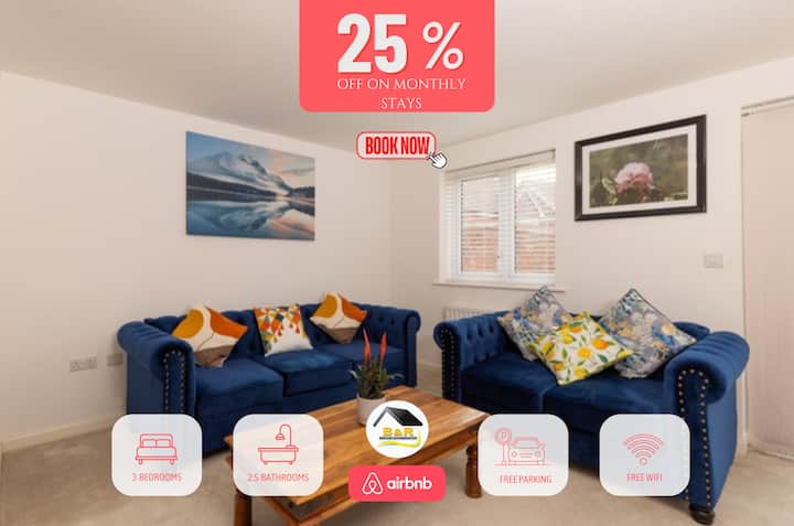 Monthly Stay | 20% Off | Wifi | Parking | Sleeps 5 - Salisbury