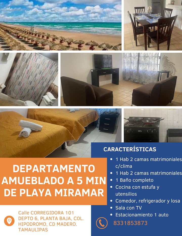 Depto. A 5 Min De Playa Miramar - 탐피코