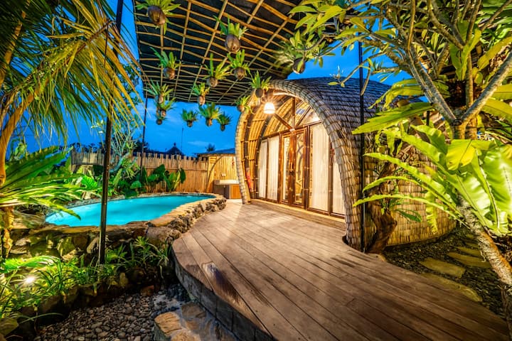 1br Bamboo House - Private Pool + Rice Field View - Ubud
