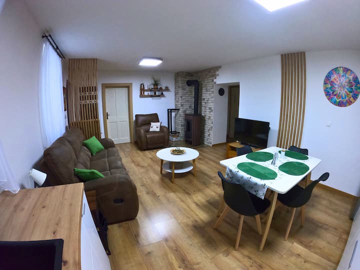 Zelený Dom Pri Potoku 
- Rodinný Apartmán Prízemie - Sklené Teplice