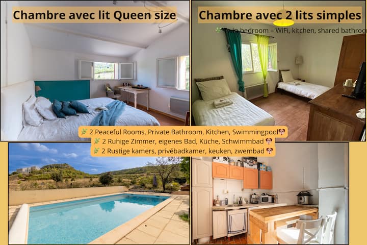 2 Chambres, Sdb, Wifi, Cuisine - Les Pennes-Mirabeau