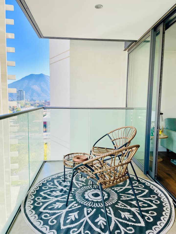 Cozy Apt Sky Blue Parque Arauco, Clinica Alemana - Las Condes