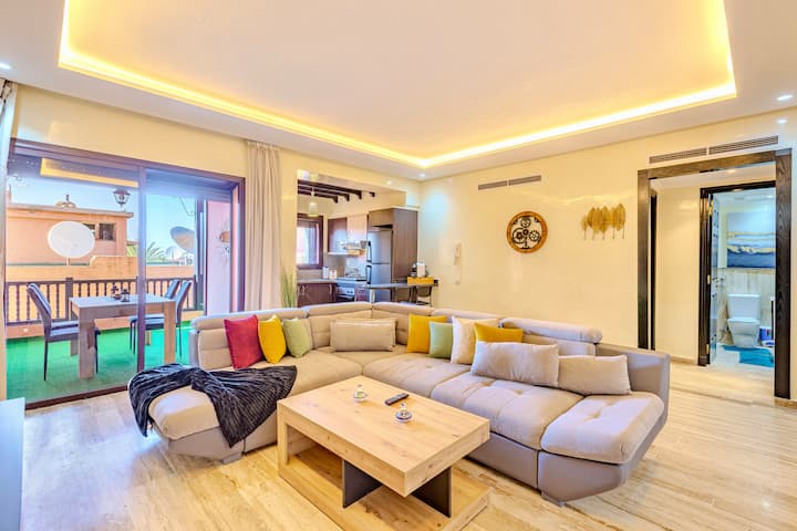 Modern 1br W/ Large Terrace In Gueliz - Marrakech