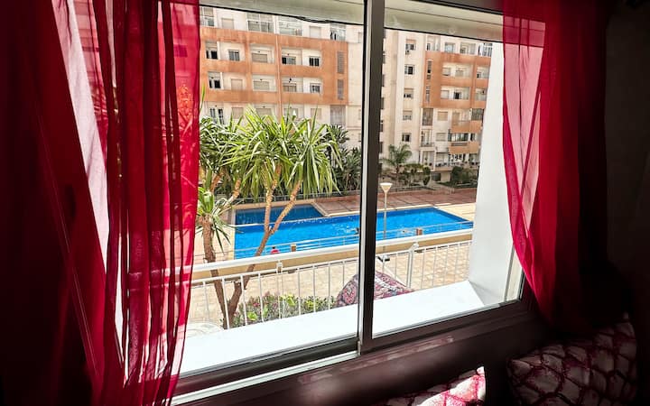Studio éQuipé, Vue Piscine. - Agadir