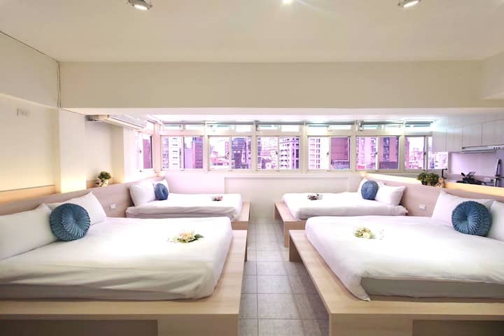 D10a/木光旅宿/西門町夜市/台北車站/捷運西門站走路3分鐘/電梯/洗脫烘衣機/住1-8人 - Taipei