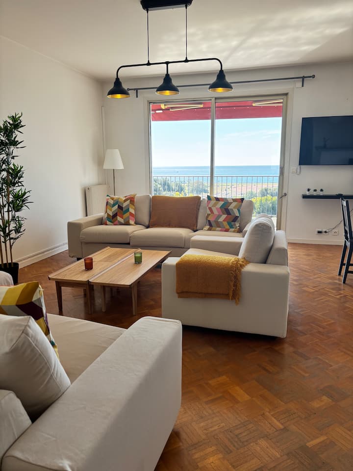 Splendide T6 - Vue Mer Panoramique + Free Parking - Cagnes-sur-Mer