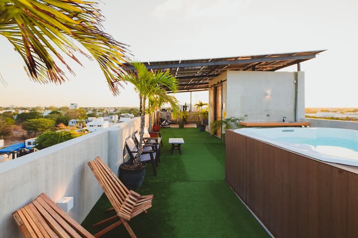 Loft Excelente Vista, Rooftop Con Jacuzzi - Cancún