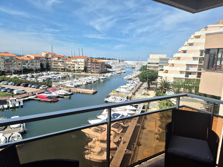 Studio Au Bord De L'eau Vue Port Plage à 500m - Canet-en-Roussillon