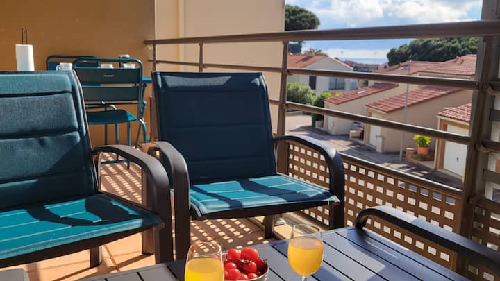 T2 Avec Parking, Terrasse, Vue St Elme, Piscine - Collioure
