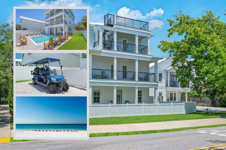 2 Blcks To The Beach! Pool & Golf Cart, Sleeps 21 - Destin, FL