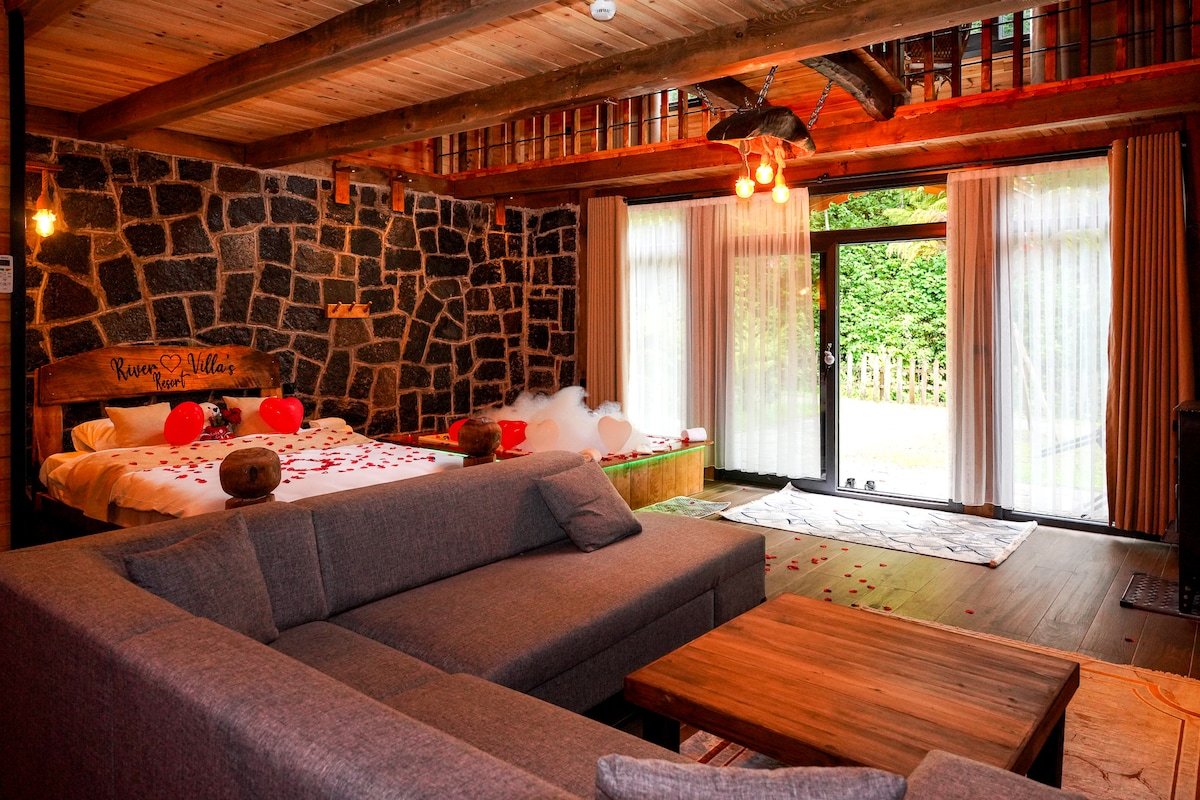 Bungalow, vue sur la montagne, cheminée et jacuzzi - Airbnb