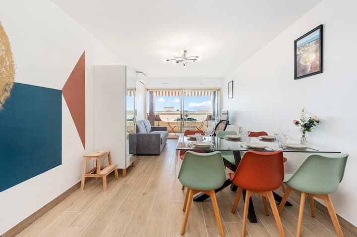 Menton, Appartement 3 Pièces, Clim Garage, Piscine - Plage Rondelli (Menton)