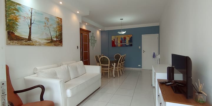 Apto De 90m2, Com Ar, Wifi, Tela E 2 Garagens - Santos
