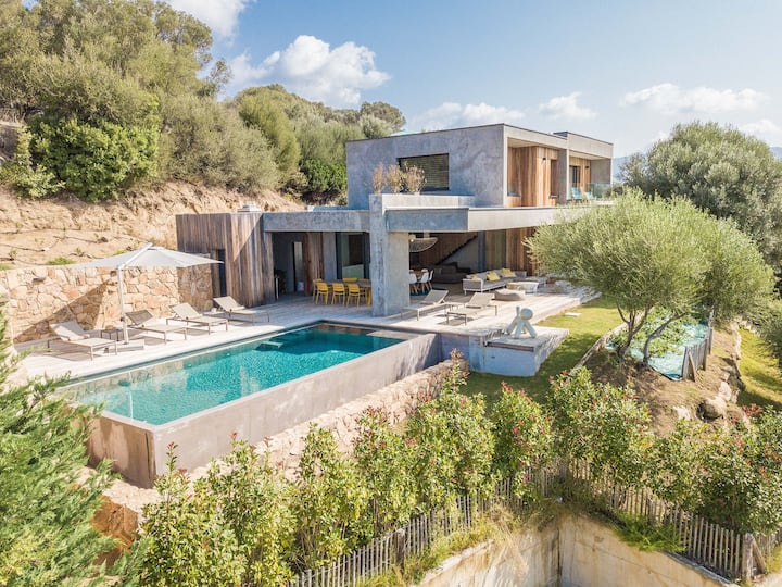 Casa Lilia 8 Pax Vue Mer Piscine Chauffée Et Spa - Olmeto
