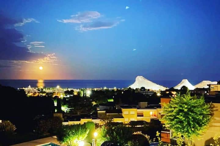 Vue Mer Piscine Appt 4 Pers Proche Plage Sea View - Villeneuve-Loubet