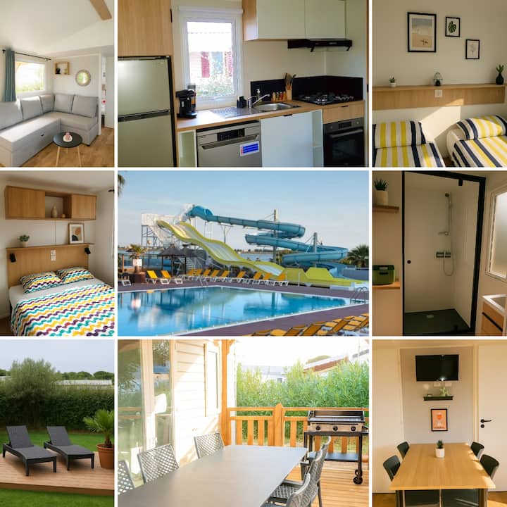 Mobil-home 6 Pers Neuf, Clim, Terrasse & Piscines - Palavas-les-Flots