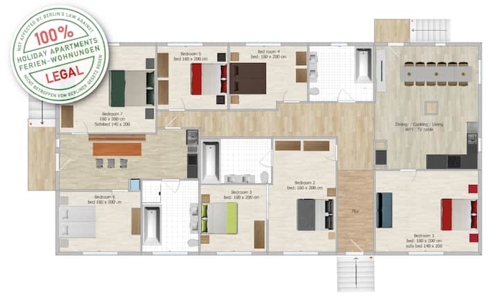 1 [Ra] Big House, Max 36p, 14 Bedr 8 Bath, @Subway - Berlin