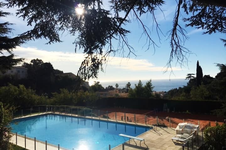 Magnifique 3 P 4 Pers Vue Mer Tennis & Piscine - Cannes