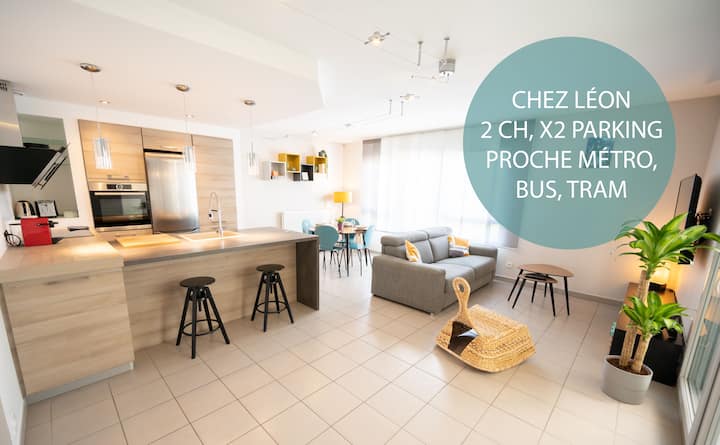 Chez Léon - Métro, Bus, Garage Double, 6 Personnes - Collonges-au-Mont-d'Or