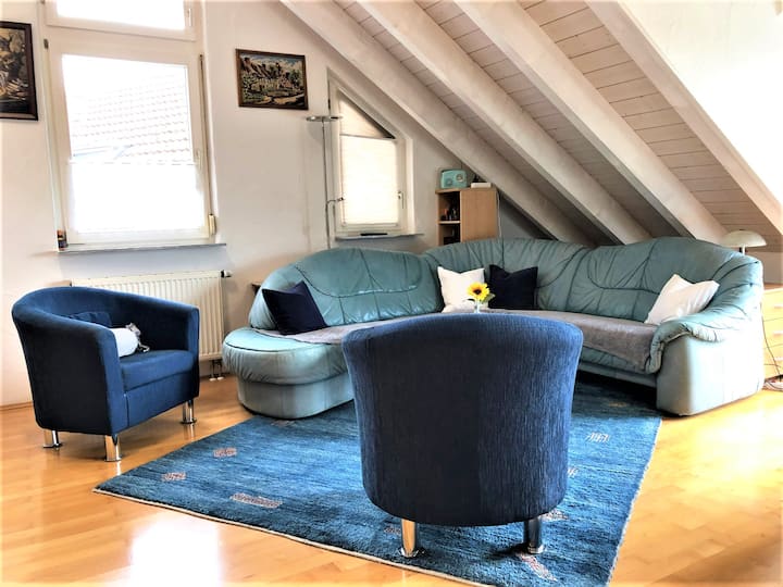 2,5km Lake Constance, Light-flooded Room, Balcony - Meersburg