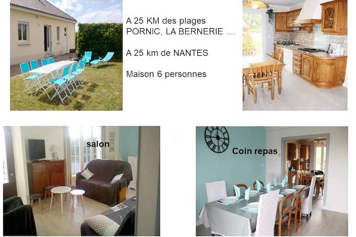25 Mn  Pornic Ou Nantes, Appart Rch , Jardin 6pers - Planète Sauvage