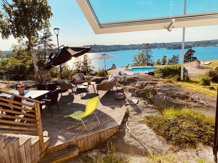 Drömboende På ÄLgö Med Fantastisk Utsikt Och Pool - Saltsjöbaden