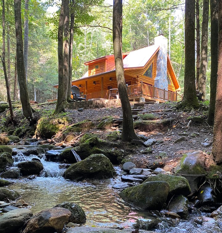 Log Cabin By A Stream, Firepit, Hot Tub, And Wi-fi - North Carolina