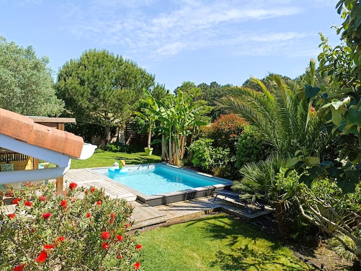 Villa Patio 8 Personnes Avec Piscine Chauffée - Soustons