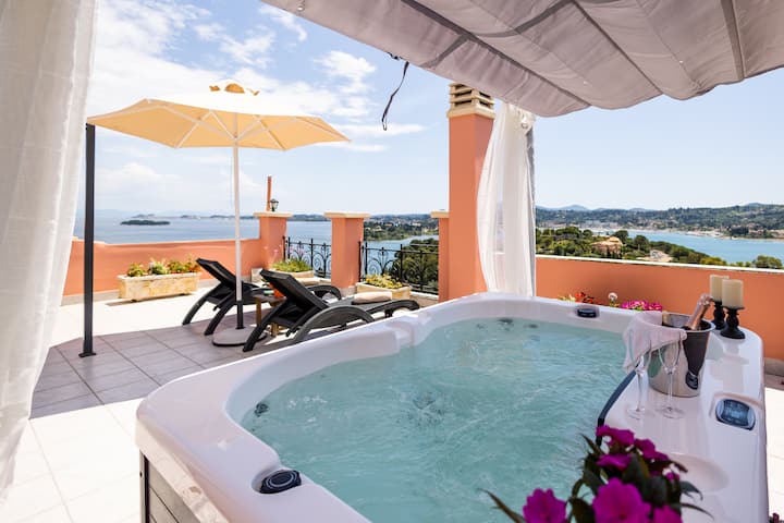 Swan House-panoramic Sea View With Private Jacuzzi - Corfu