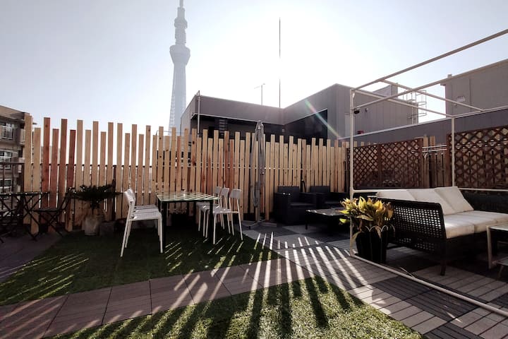 4階3室、エレベーター屋上、駅3分、成田羽田空港直行、浅草寺8分、スカイツリー12分、ディズニーバス - Ueno