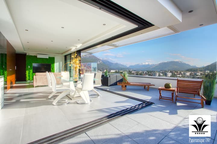 Appartement Panoramique Luxe, Immense Terrasse Dominant Ville, Lac Et Montagne - Annecy