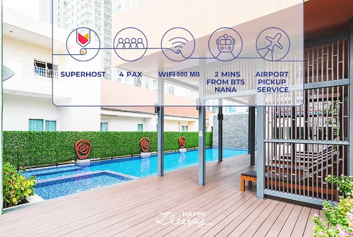 Hz9-3 Min Nana Bts/rooftop Pool/wifi Speed 500mbs - Bangkok