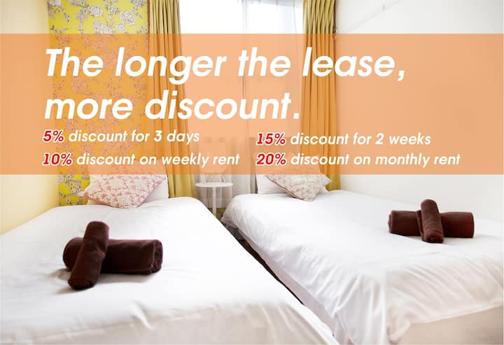 R203# Cozy Twin Bed/15mins To Ueno,asakusa - 미사토시