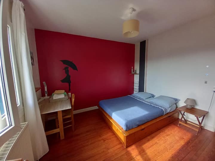 La Chambre Rouge De La Maison Aux Hortensias - Pessac