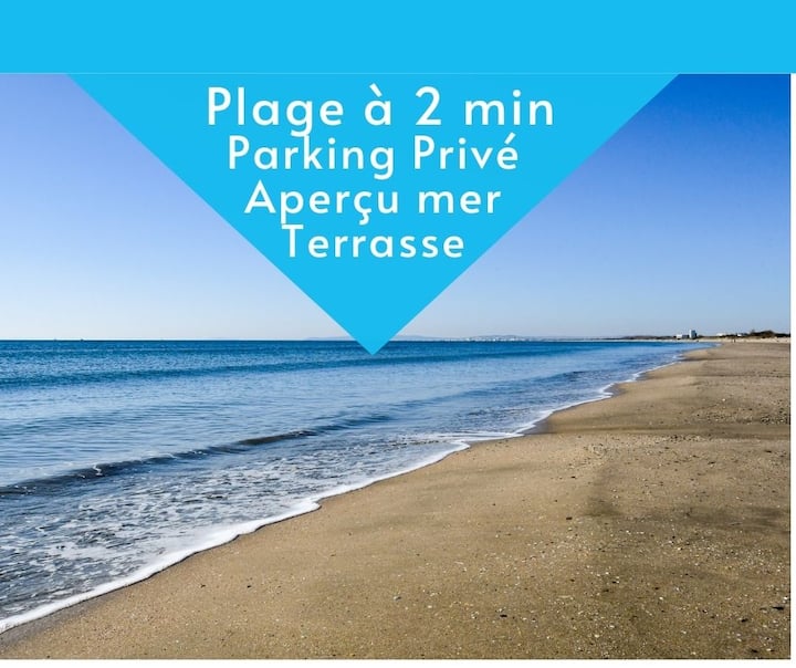 ⭐Studio Bahia☀️ Terrasse⛱️mer à 2 Min 🅿️Privé - Plage du Grand Travers