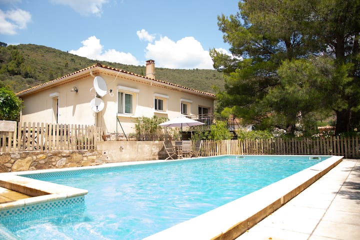 Sunny Family Home With Private Pool - Roquebrun