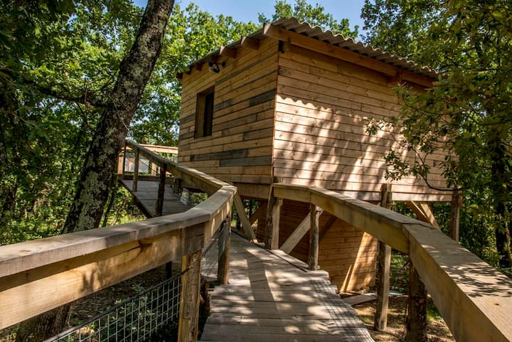 Cabane Perchée "Te Fiti" Bois Cailloux Avec Spa - Ardèche