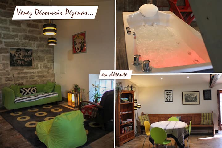 Le Loft Molière - Baignoire Spa - Pézenas