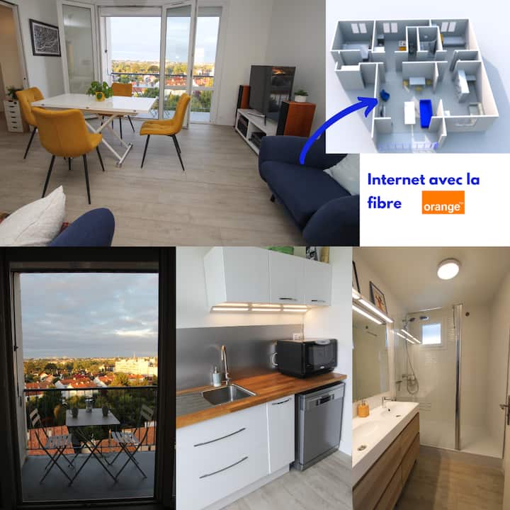 Lumineux, Busway, Vue, Fonctionnel, Parking Privé - Nantes