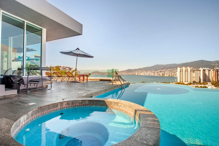 Casa Con Vista Total A La Bahía Y Alberca Privad - Acapulco