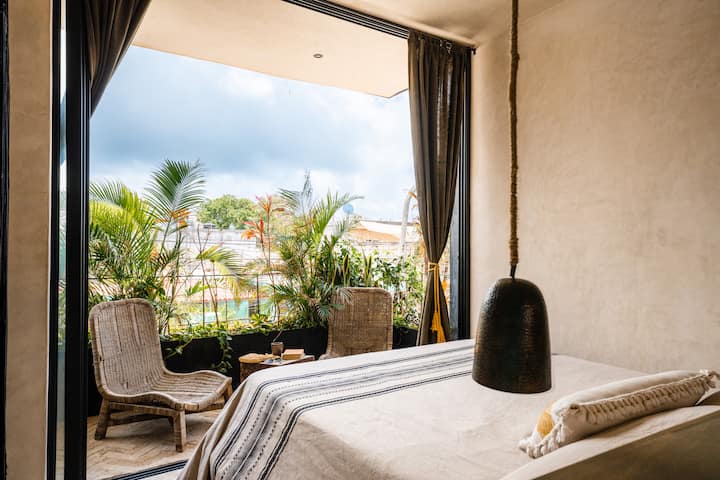 King Studio+terrace| 3 Min Walk To Dt | Washdry - Tulum