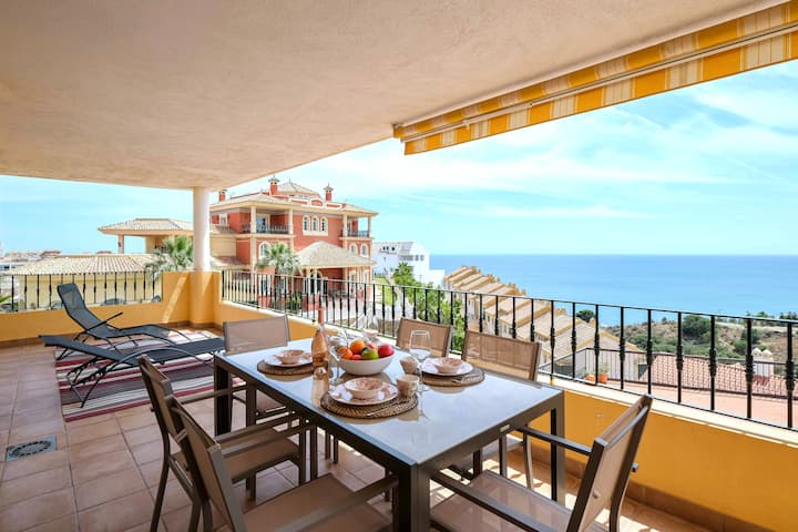Sea View, Beach 390m, Swimming Pool, Parking, Bbq! - Benalmádena