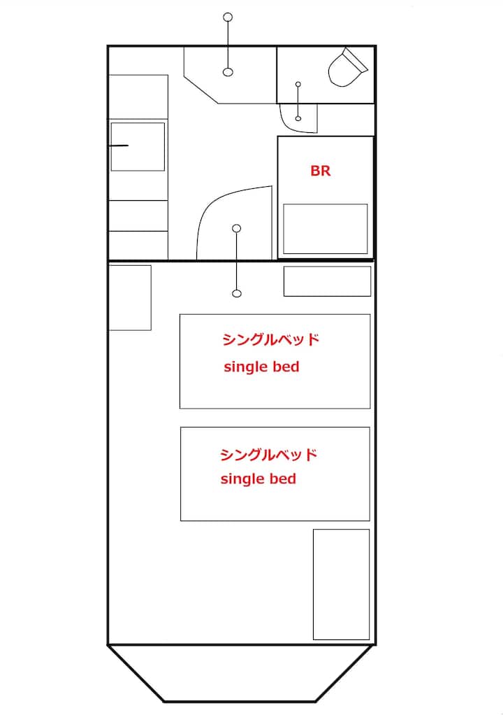 3f-c 会津若松市繁華街中心! 観光、スノボの拠点 2名料金 同ビル内9部屋有り セルフチェック - 會津若松市